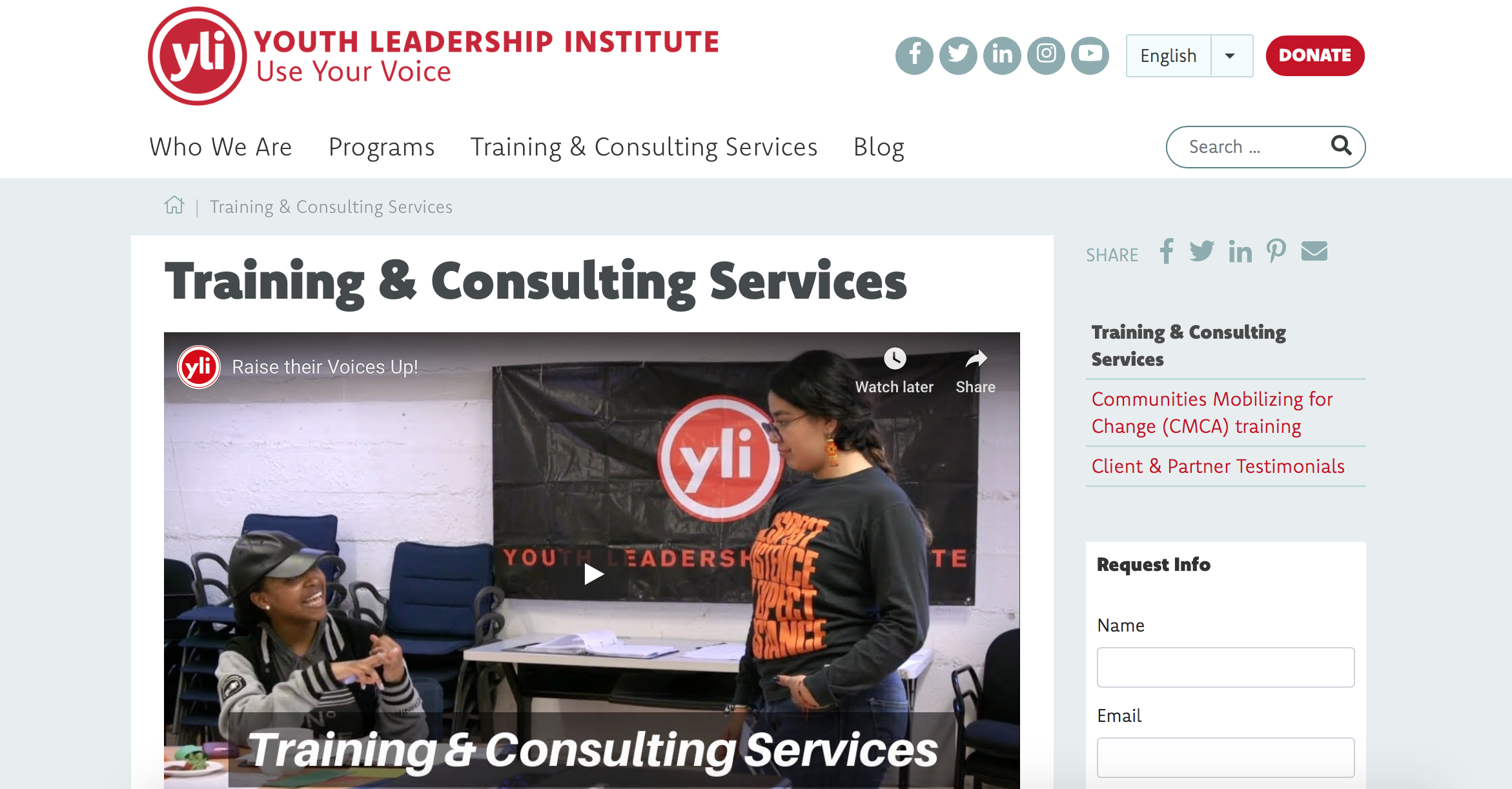 Training & Consulting Services – Youth Leadership Institute