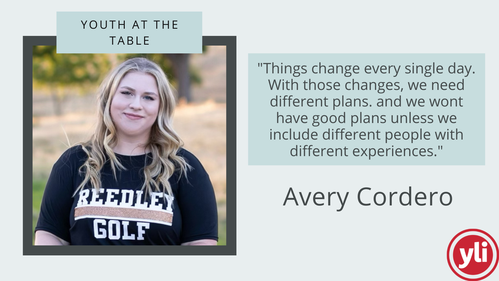 Avery Cordero: Youth at the Table – Youth Leadership Institute